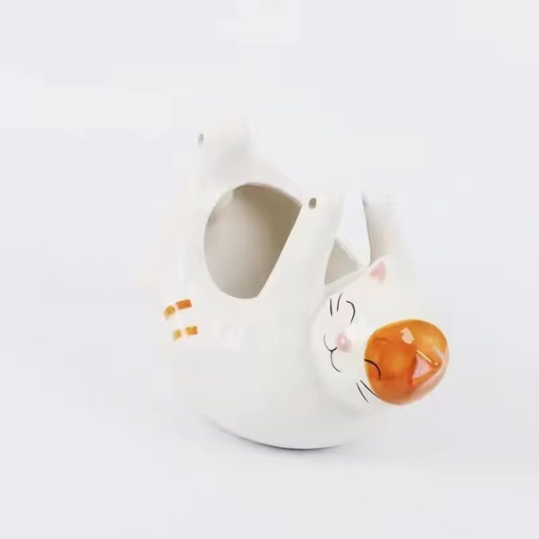 Indoor cartoon cat shaped small ceramic flower pot